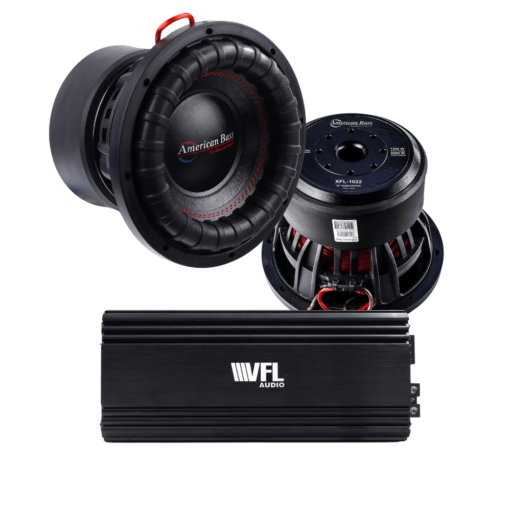 Power Pack: 2 XFL 10” Subwoofers + VFL Stealth 5500.1D Amplifier Bundl