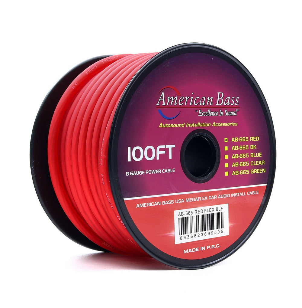 American Bass 8 Gauge Mega Flex Power Cable 100ft Roll CCA Car Audio